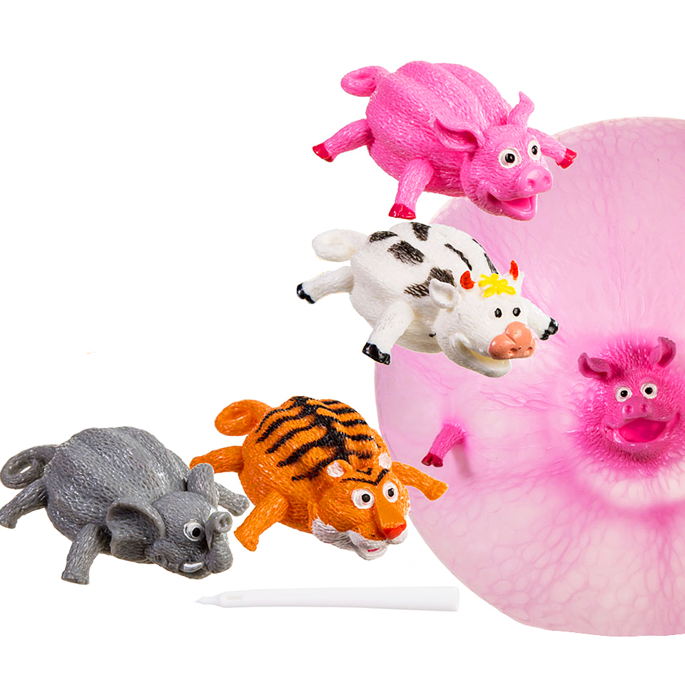 Inflatable Balloon Ball, Animals, up to ca. 25 cm, 4 ass., 12 pcs. per ...