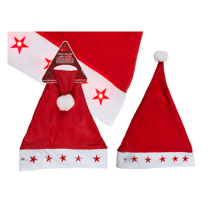 Christmas hat, Santa Claus, with 5 LED (incl. batteries) felt - BEST ...
