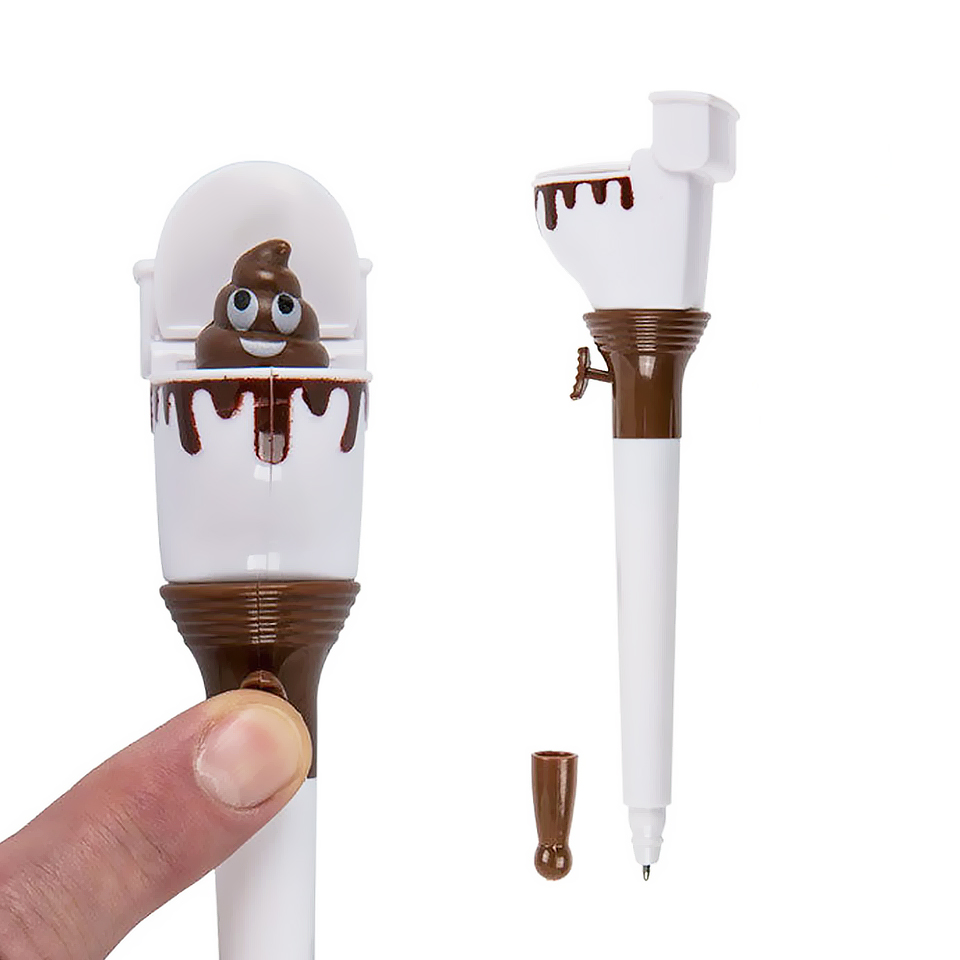 Pen, Poo in toilet, ca. 18, 5 cm, plastic, 12 pcs. per display - BEST ...