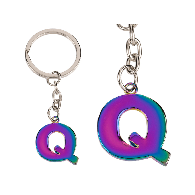 Metal Keychain, Rainbow Letter, letter Q - BEST FOR Life Philosophy