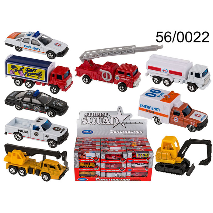 Model car, operational vehicle, plastic & metal, ca. 7, 5 cm, 9 ass ...