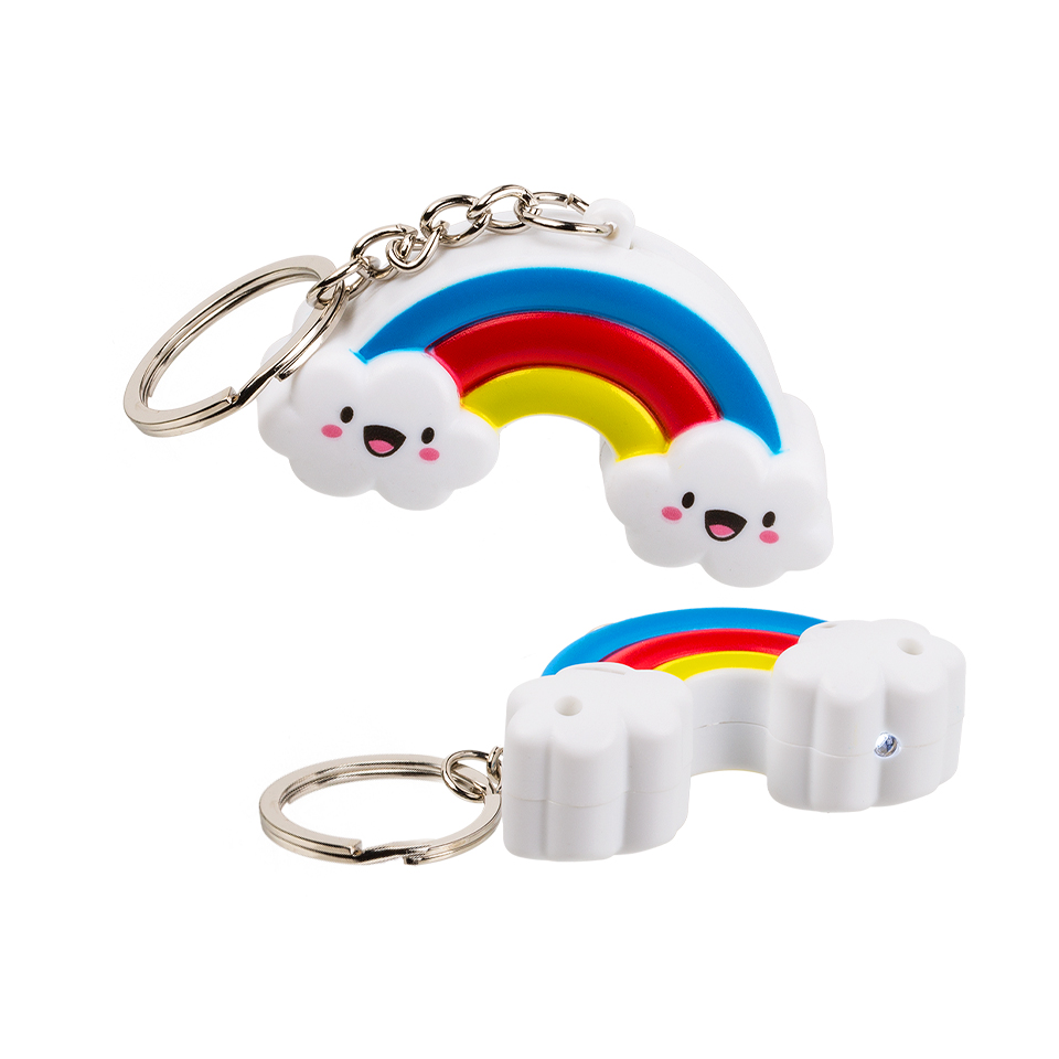 Metal keyring, rainbow, with LED & sound (incl. battery) ca.5, 5 cm ...