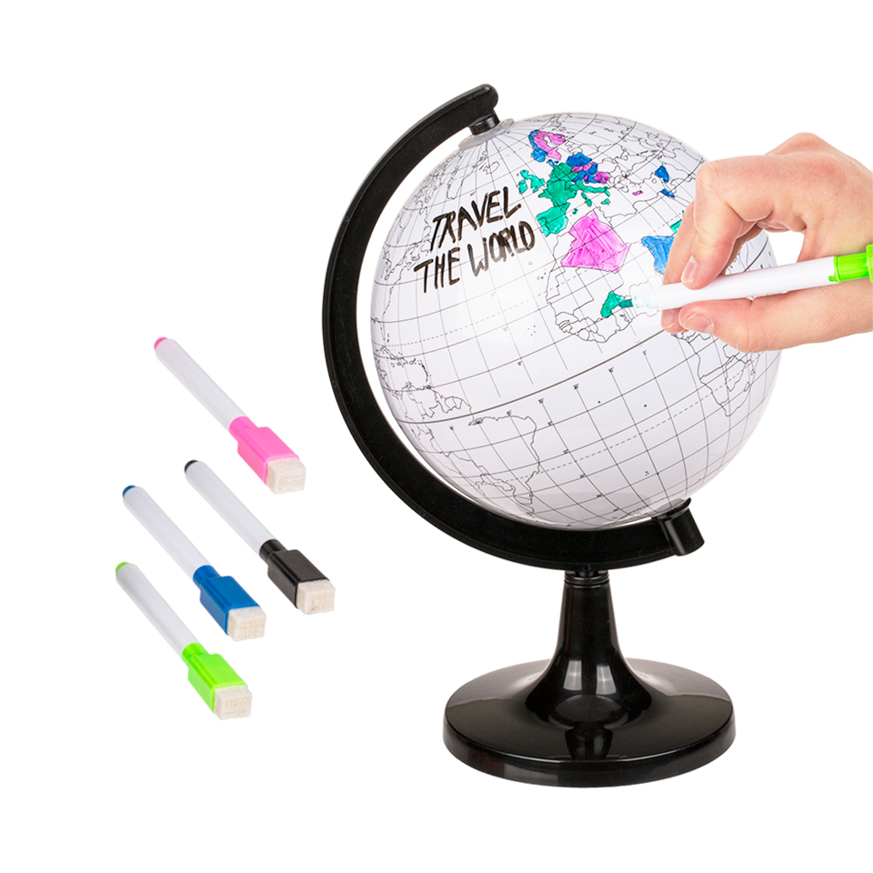 Globus, for painting (incl. 4 pens) ca. 22 cm, plastic, in gift box ...