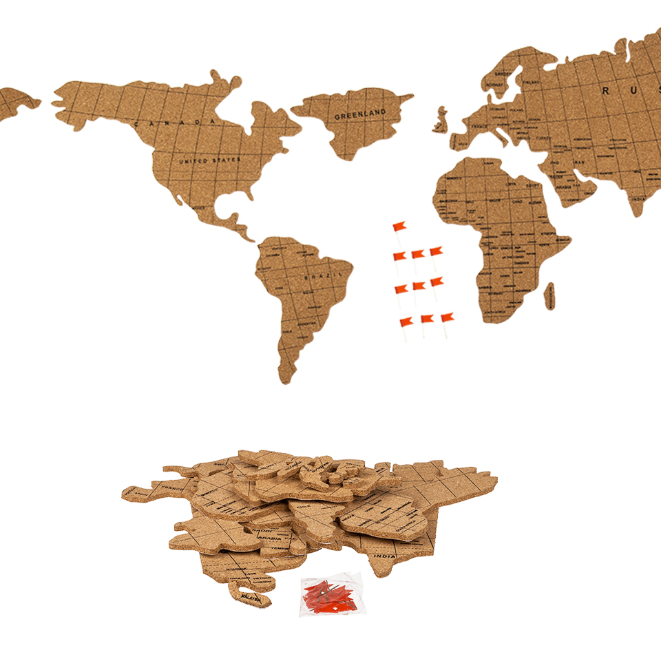 Pinboard, World Map Puzzle, cork, ca. 100 x 45 cm - BEST FOR Life ...