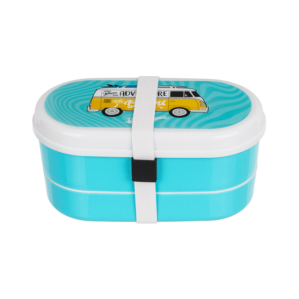 Lunch box, VW T1 Bus - Surf Adventure, with fork and spoon, ca. 8,5 x ...