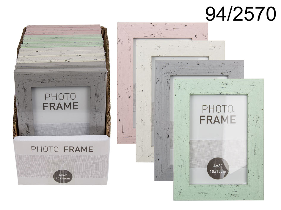 Pastel coloured plastic photo frame in wooden, optic, 10 x 15 cm, 4 ...