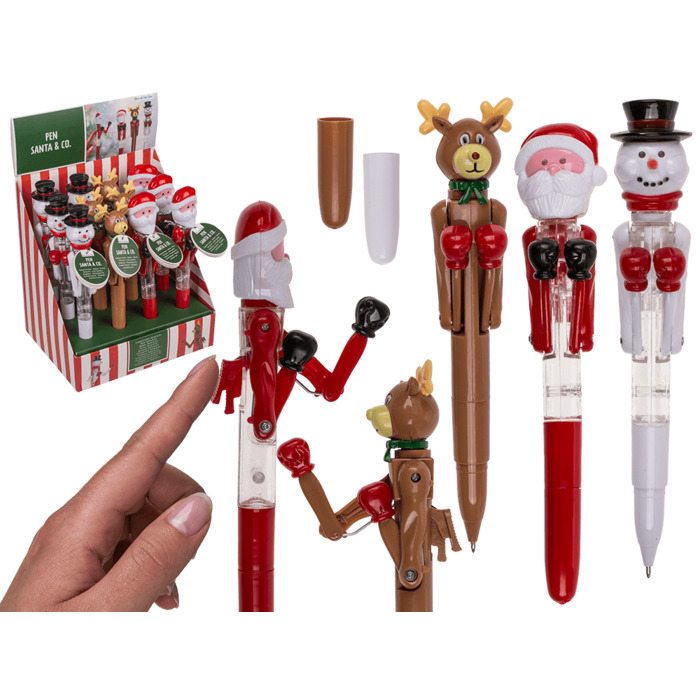 Pen,Santa & Co., ca. 18 cm, 3 ass., with activation mechanism, plastic ...