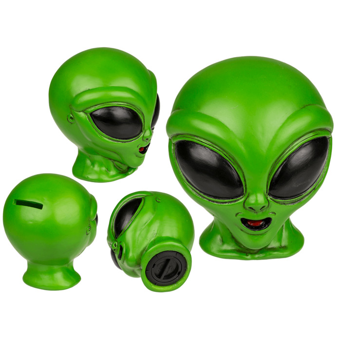 Savings bank, Alien, ca. 12 cm, polystone - BEST FOR Life Philosophy