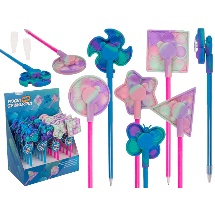 Pen, Fidget Pop Spinner, approx. 24 cm, 6 ass., 24 pcs. per display ...