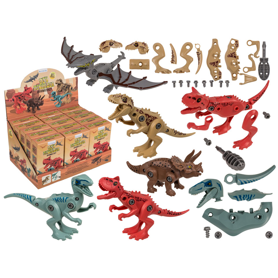 DIY Dinosaur Assembly Kit, STEM Toy, in colour box, 15 pcs. per display ...
